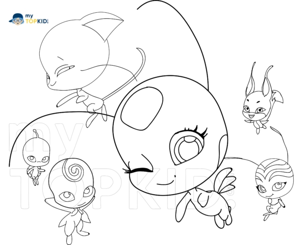 Miraculous da colorare. Stampa Ladybug e Chat Noir gratis