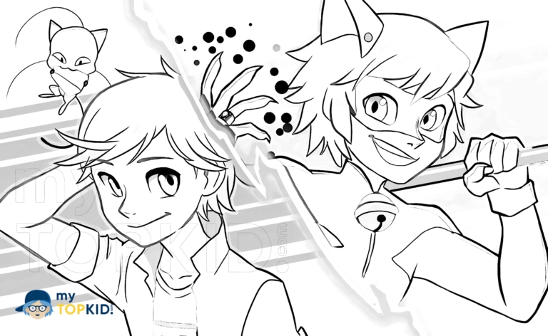 Miraculous da colorare. Stampa Ladybug e Chat Noir gratis